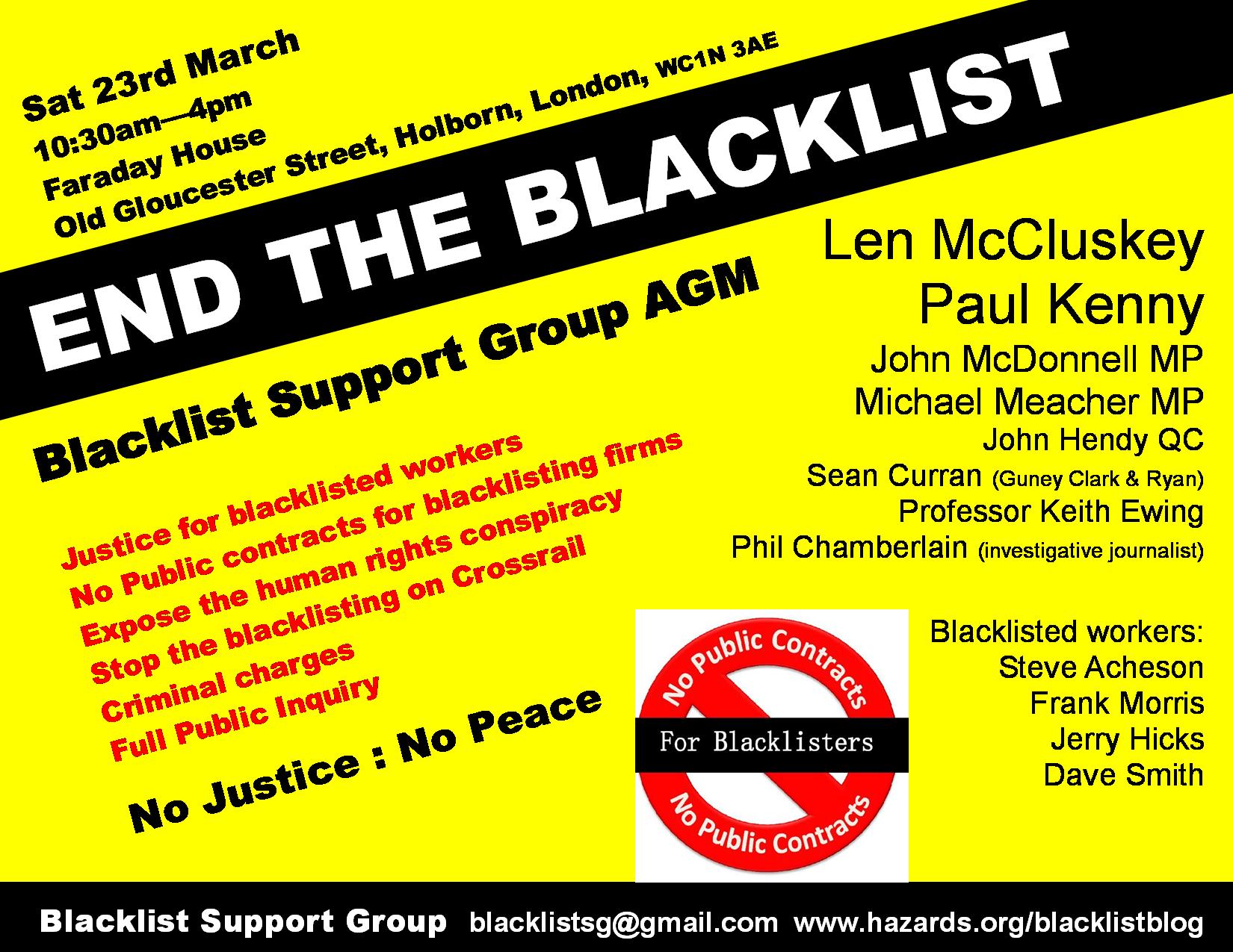 Blacklist Support Group AGM | London Hazards Centre